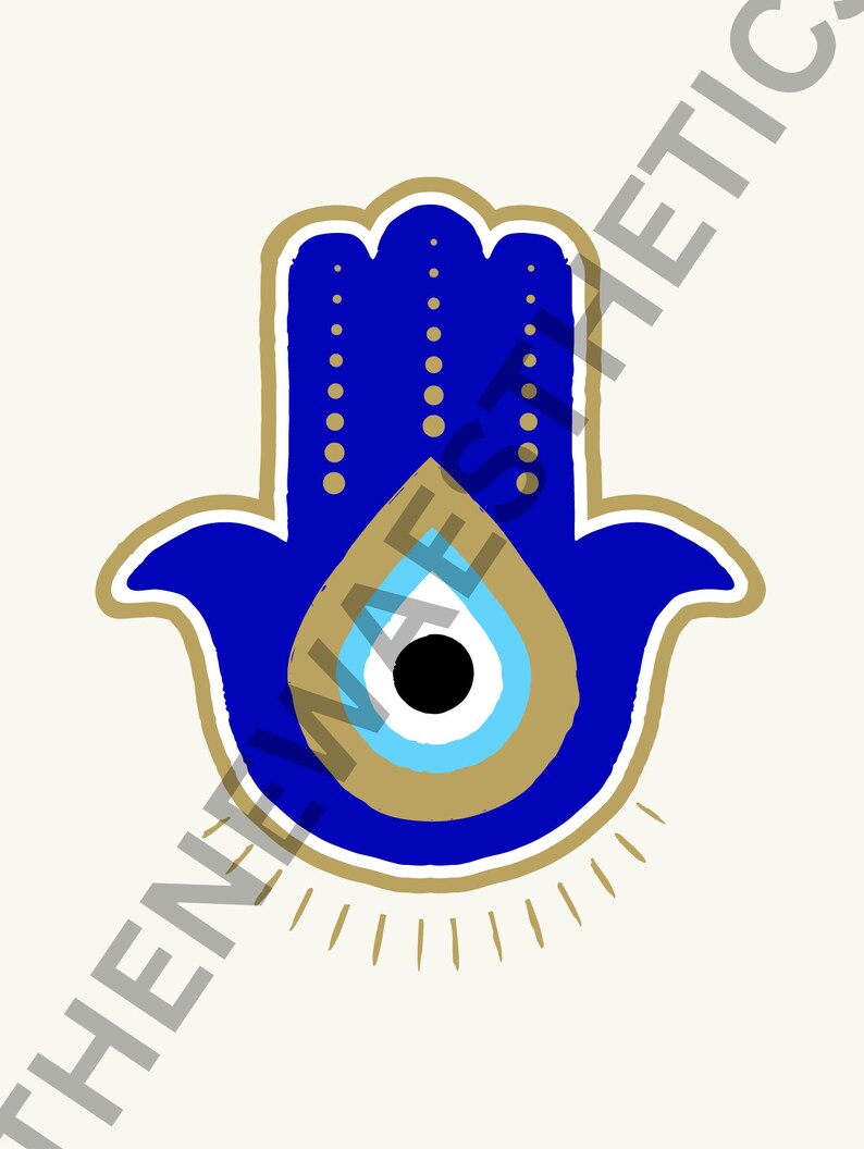Evil Eye Wall Arts, Inspirational Prints of 3, Blue Nazar Poster Set ...