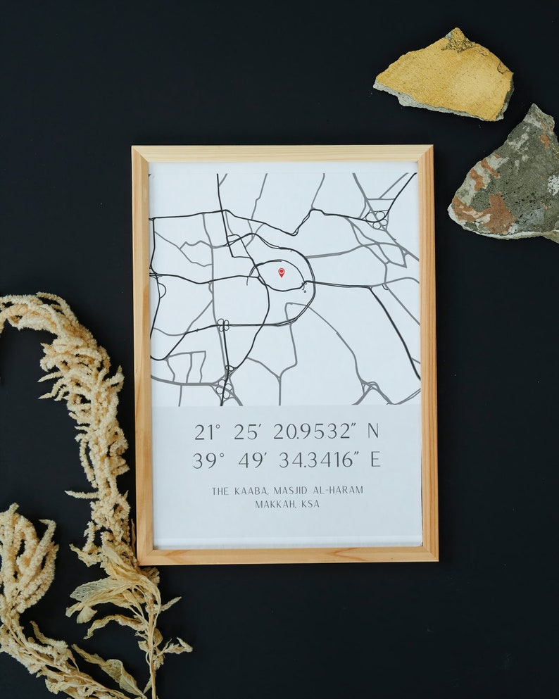 Kaaba Coordinate Poster, Muslim Home Decoration, Simple Islamic Wall ...