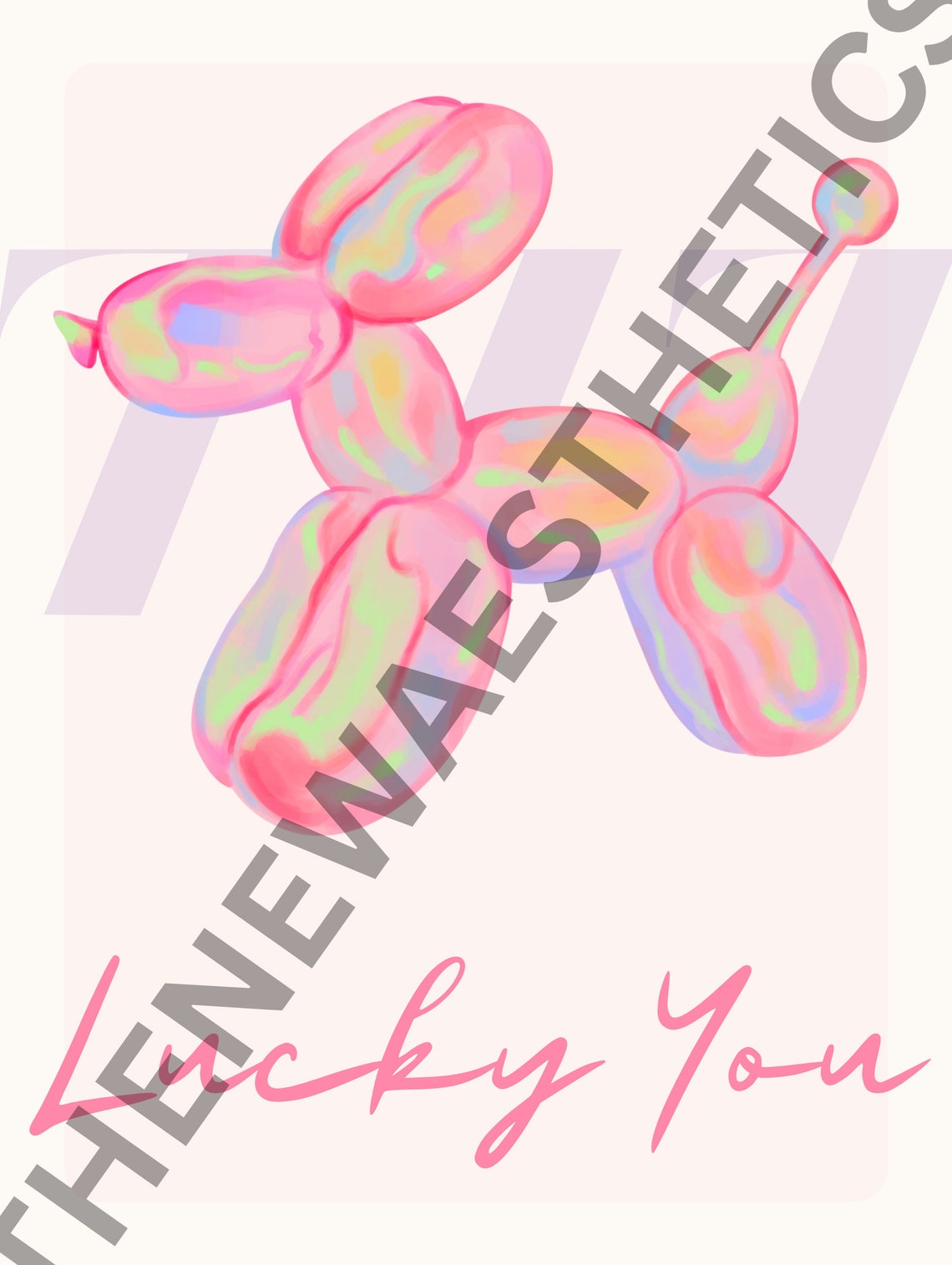 Lucky You Printable Poster, Dog Balloon Wall Art, Feminine Trendy ...