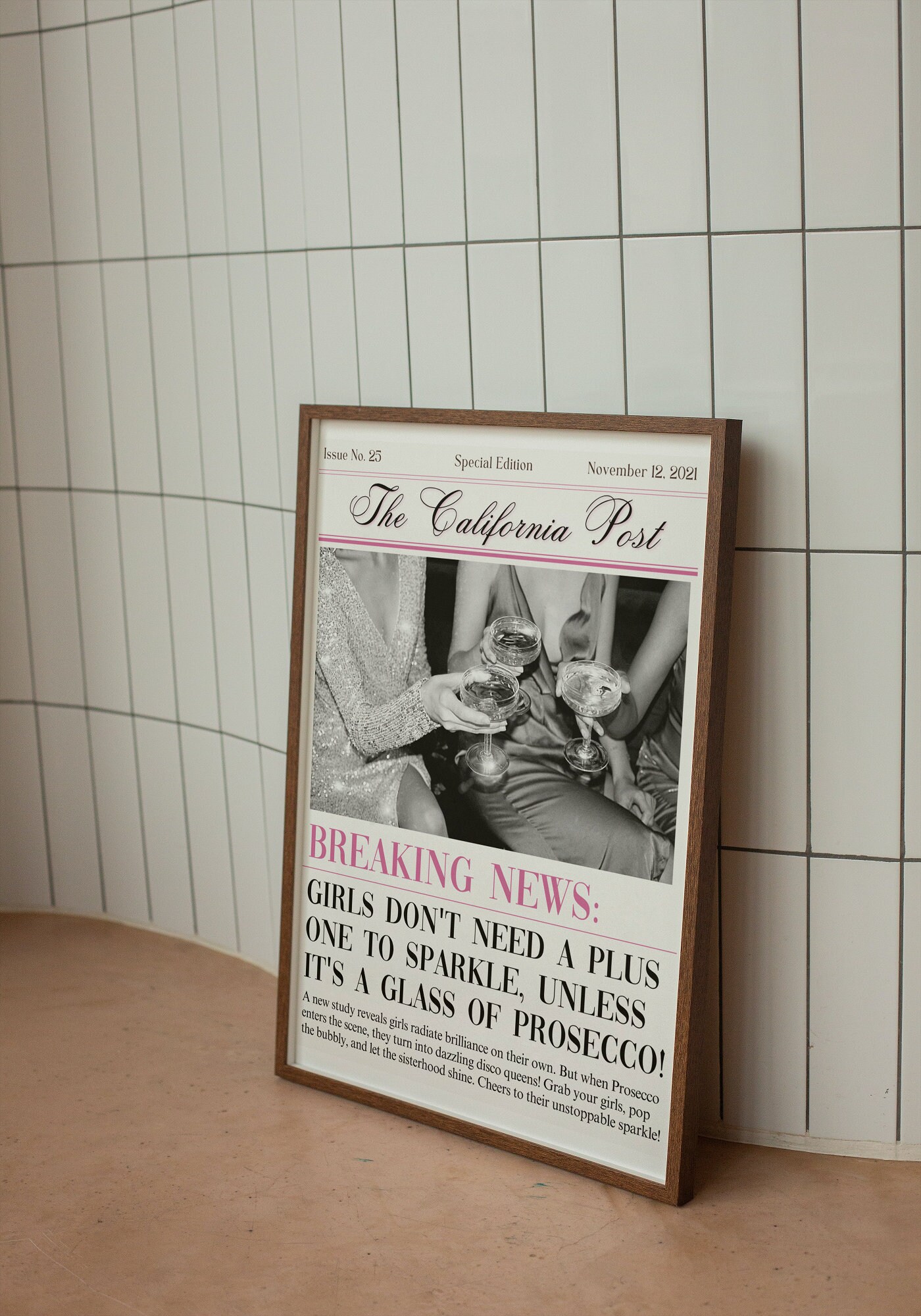 Trendy Newspaper Poster, Retro Newspaper Print, Feminine Wall Art ...