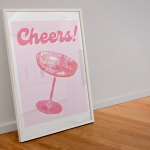 Pink Cheers Wall Art, Phrase Poster for Women, Margarita Printable Art ...