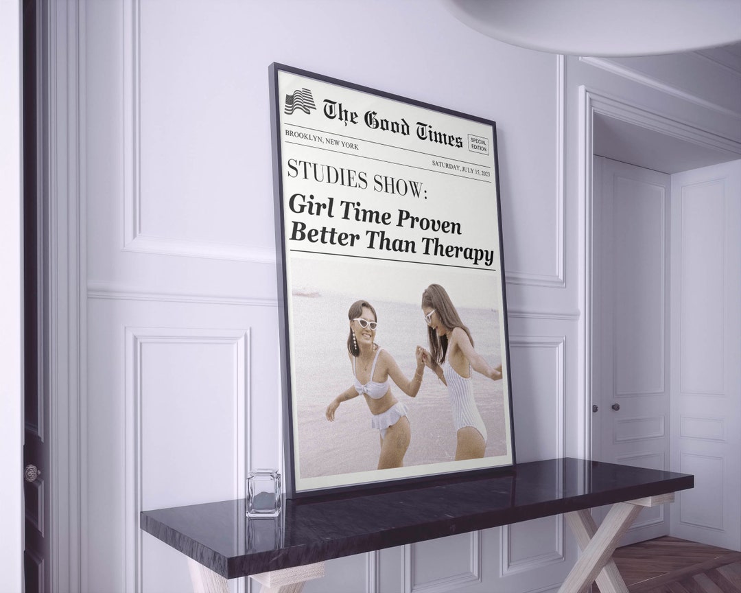 Retro Newspaper Poster, Trendy News Print, Feminine Wall Art, Preppy ...