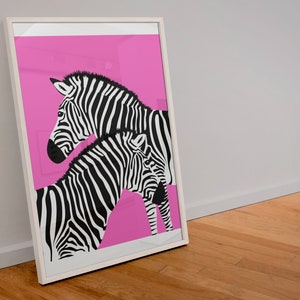 Printable Zebra Poster, Pink Safari Wall Art, Modern Wild Poster ...