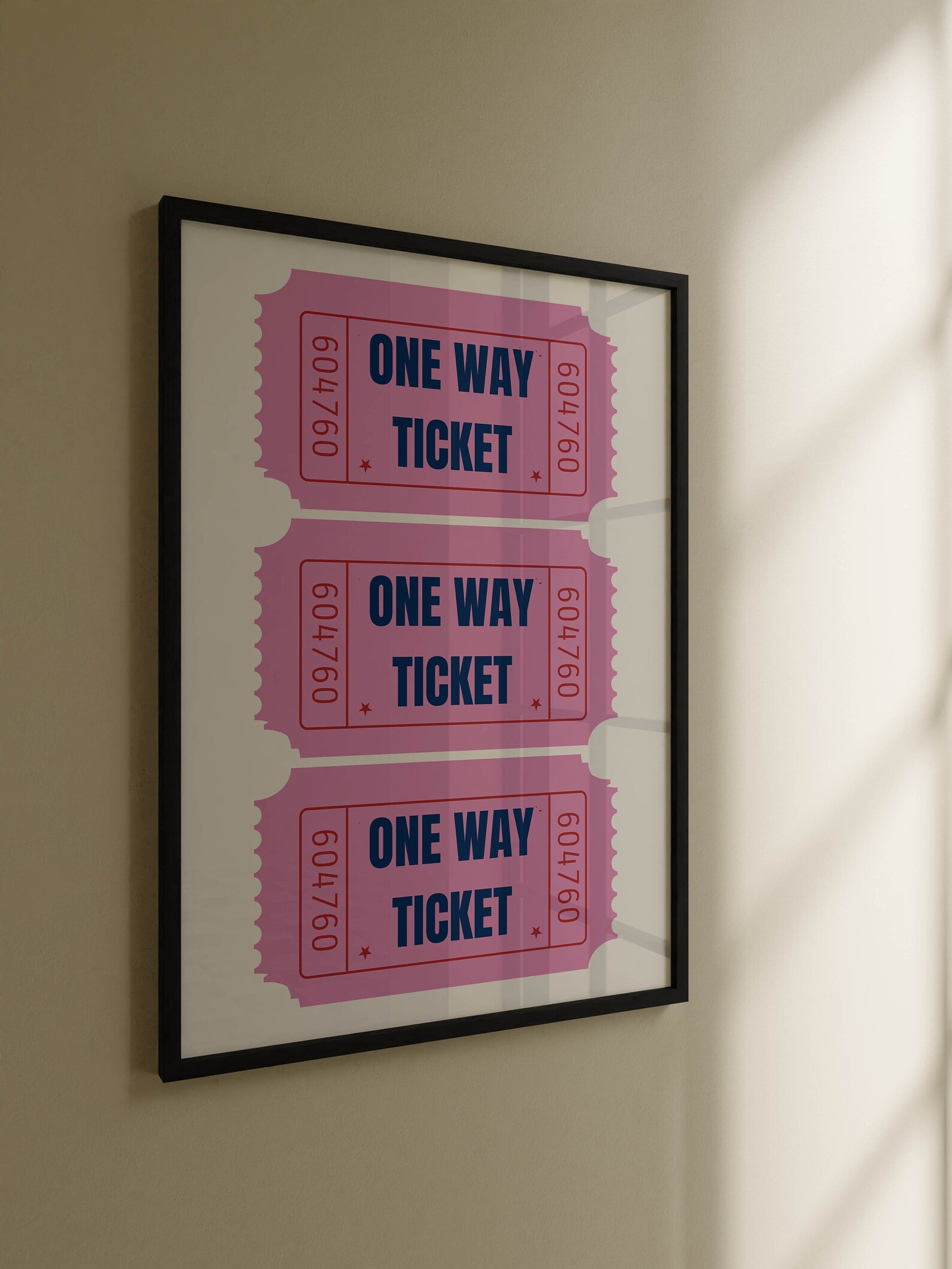 One Way Ticket Poster, Dorm Room Decoration, Pink Retro Poster Print ...