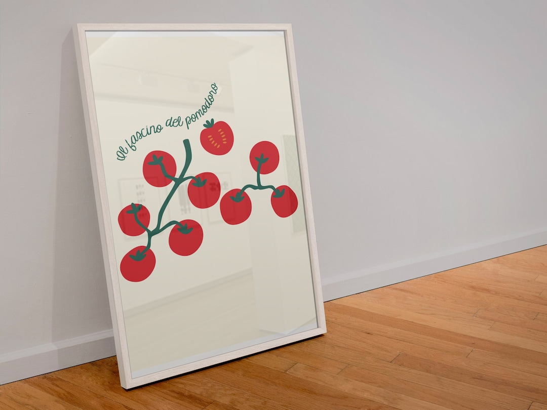 Italian Tomato Poster, Red Pomodoro Print, Vegetable Kitchen Poster ...