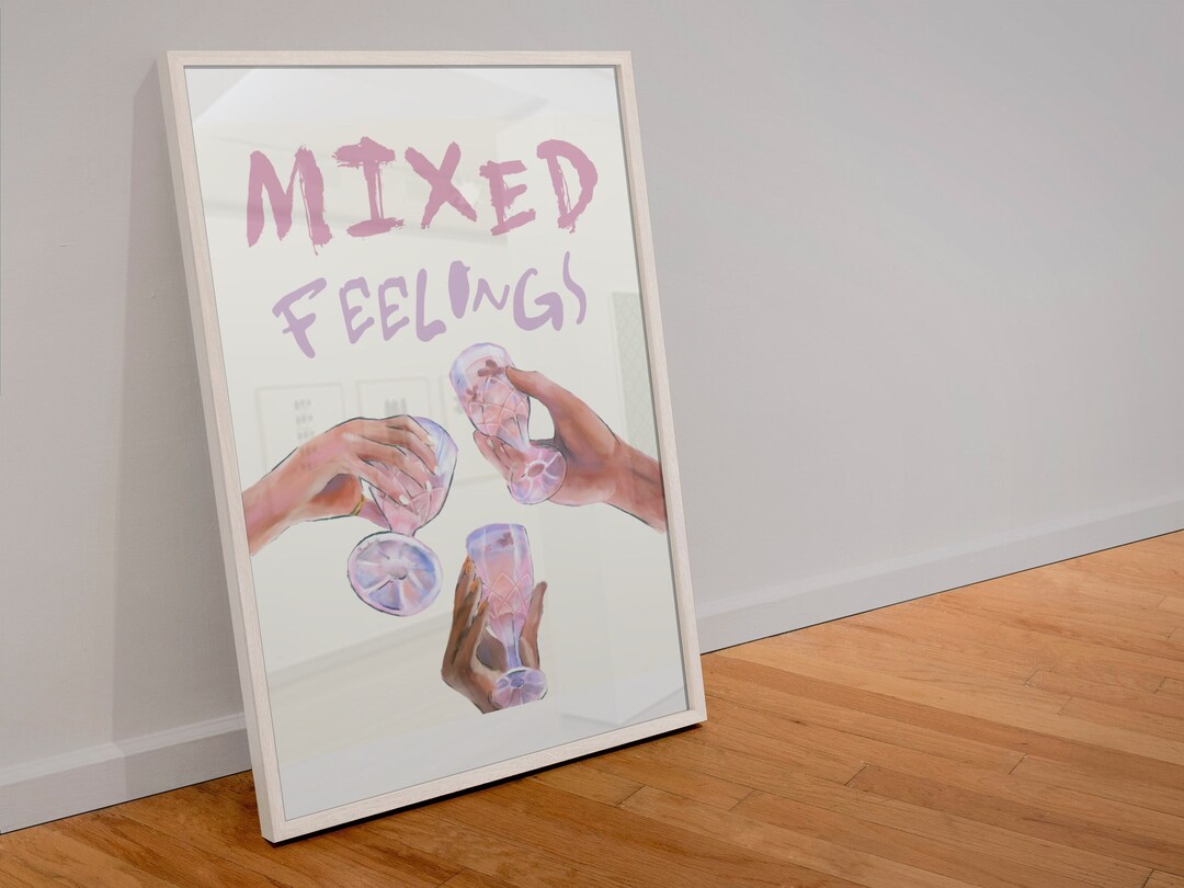 Mixed Feelings Poster, Preppy Party Wall Art, Printable Cocktail Poster ...