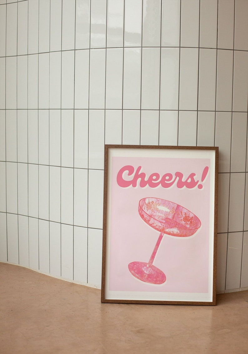Pink Cheers Wall Art Phrase Poster for Women Margarita - Etsy