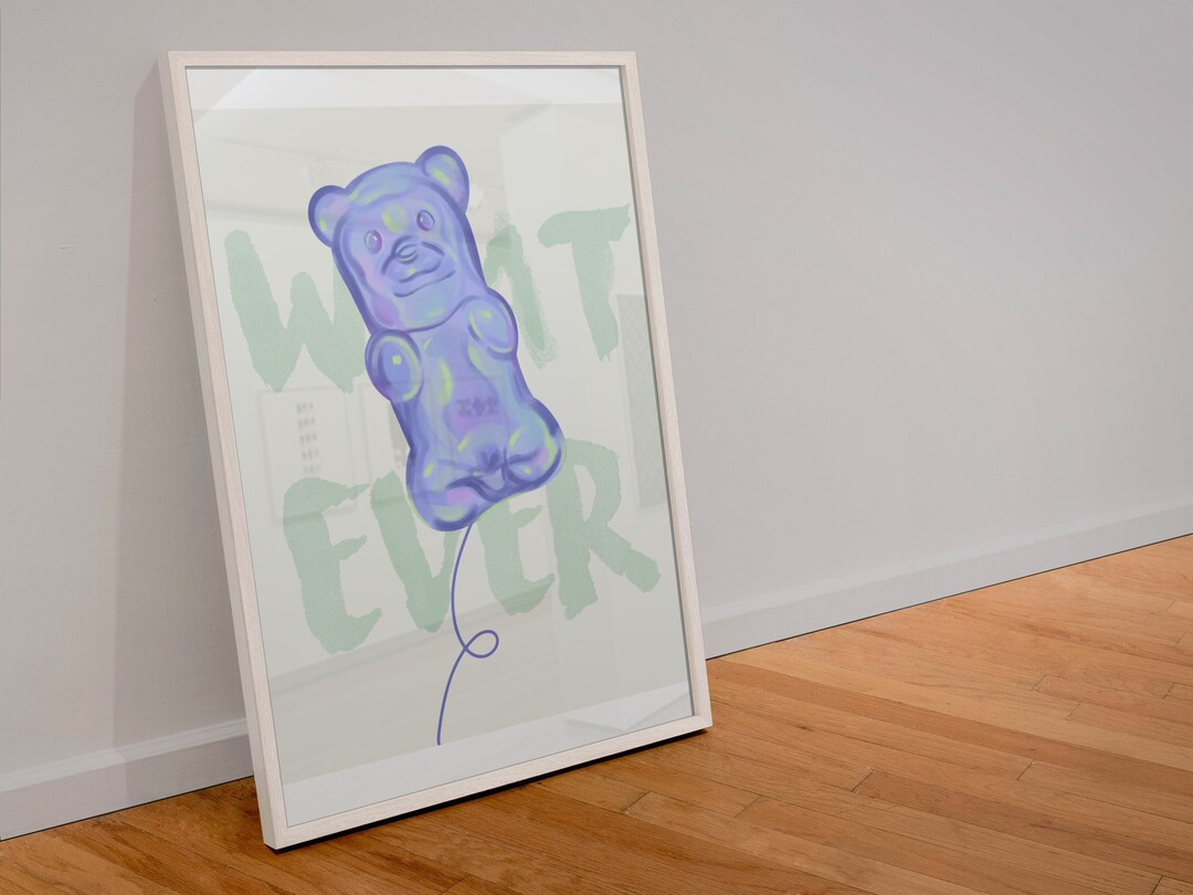 Gummy Bear Poster, Balloon Bear Wall Art, Colorful Printable Poster ...