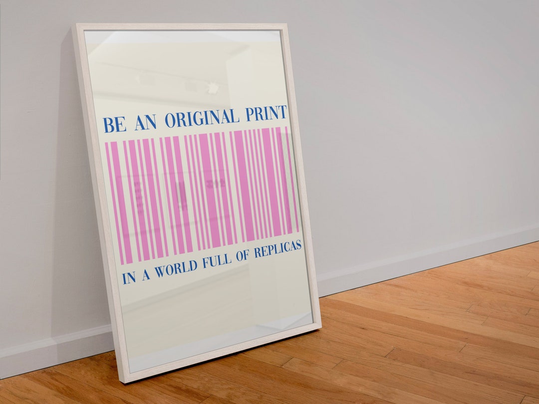 Pink Barcode Poster, Girly Home Decoration, Be Yourself Poster Print ...