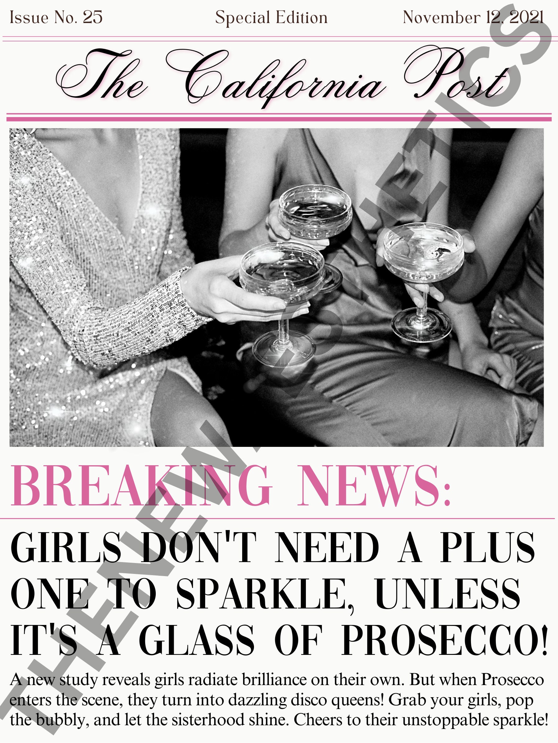 Trendy Newspaper Poster, Retro Newspaper Print, Feminine Wall Art ...