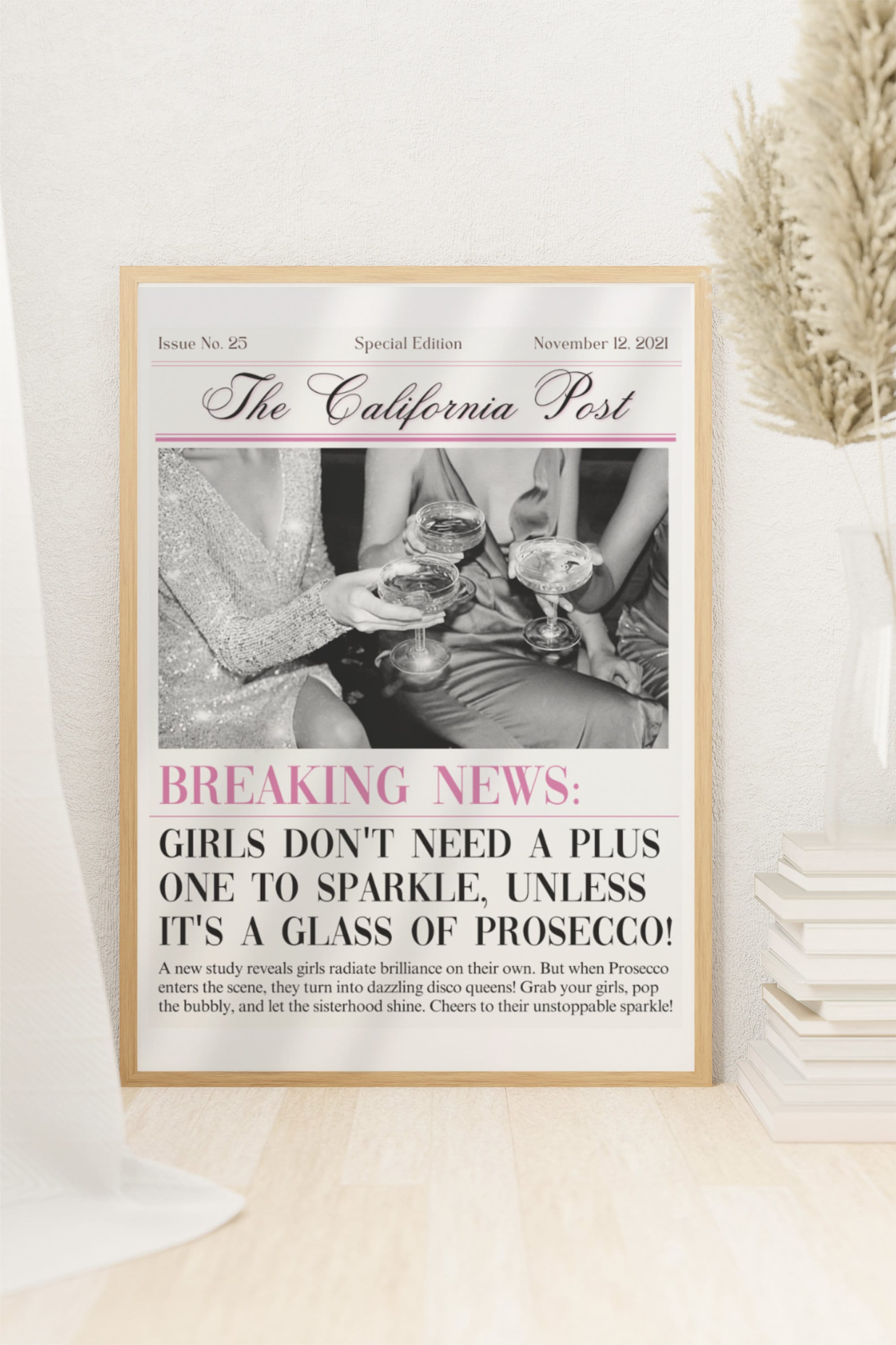 Trendy Newspaper Poster, Retro Newspaper Print, Feminine Wall Art ...