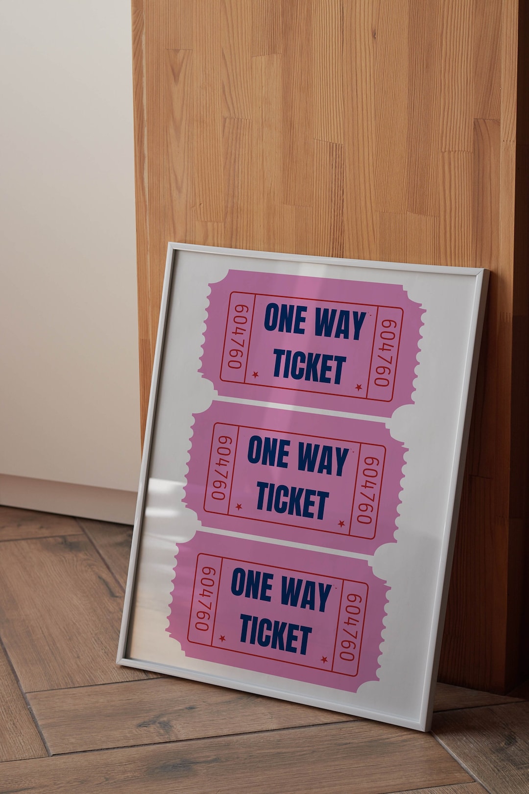 One Way Ticket Poster, Dorm Room Decoration, Pink Retro Poster Print ...