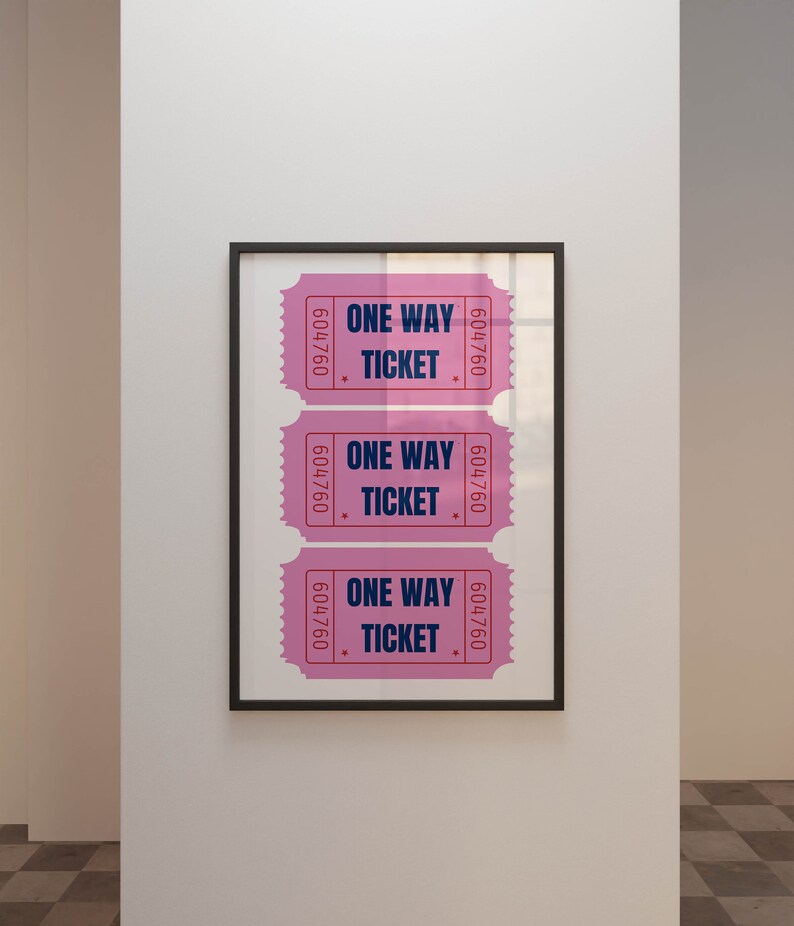 One Way Ticket Poster Dorm Room Decoration Pink Retro Poster - Etsy