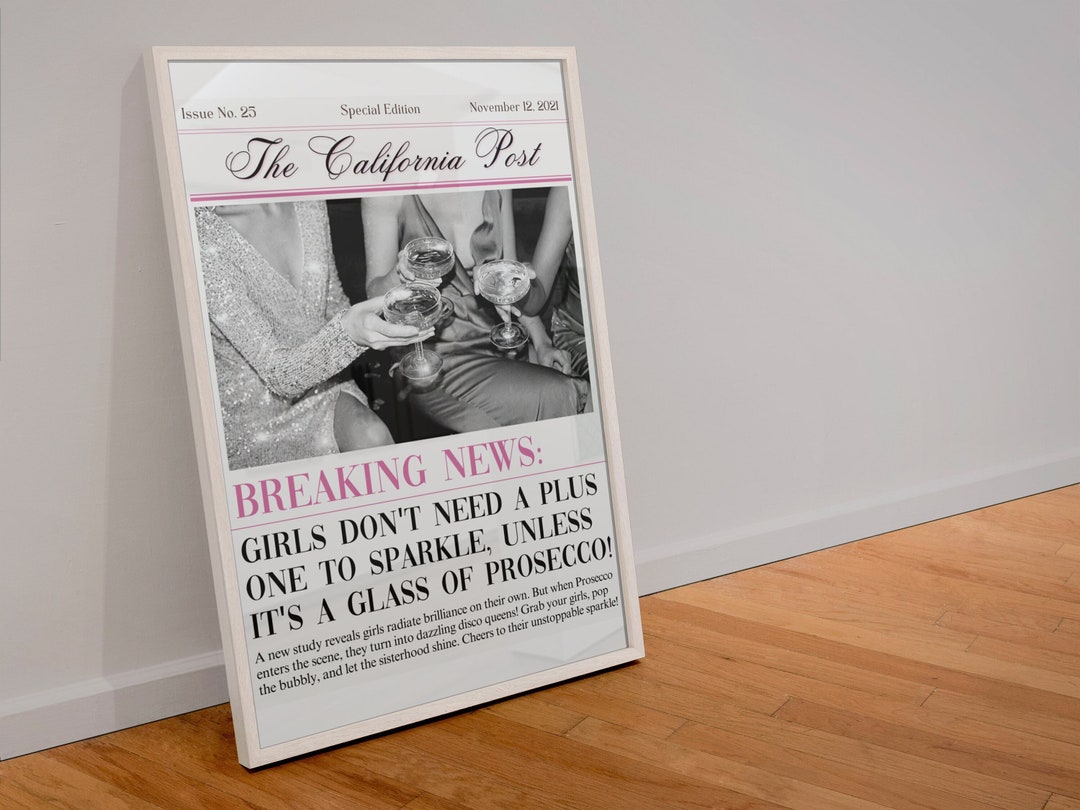 Trendy Newspaper Poster, Retro Newspaper Print, Feminine Wall Art ...