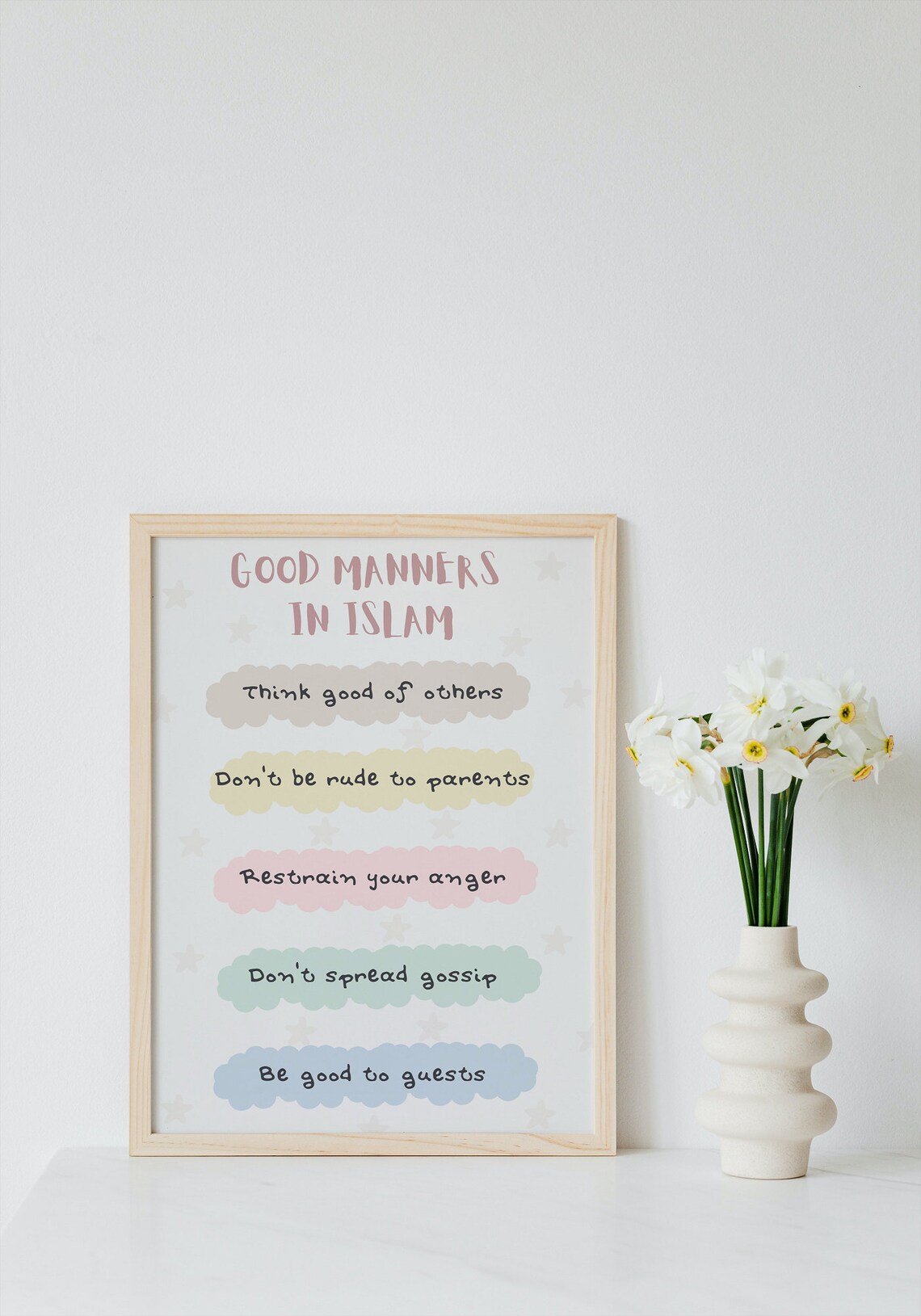 Good Manners Poster, Kids Islamic Wall Art, Muslim Nursery Print, Islam ...