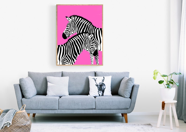 Printable Zebra Poster, Pink Safari Wall Art, Modern Wild Poster ...