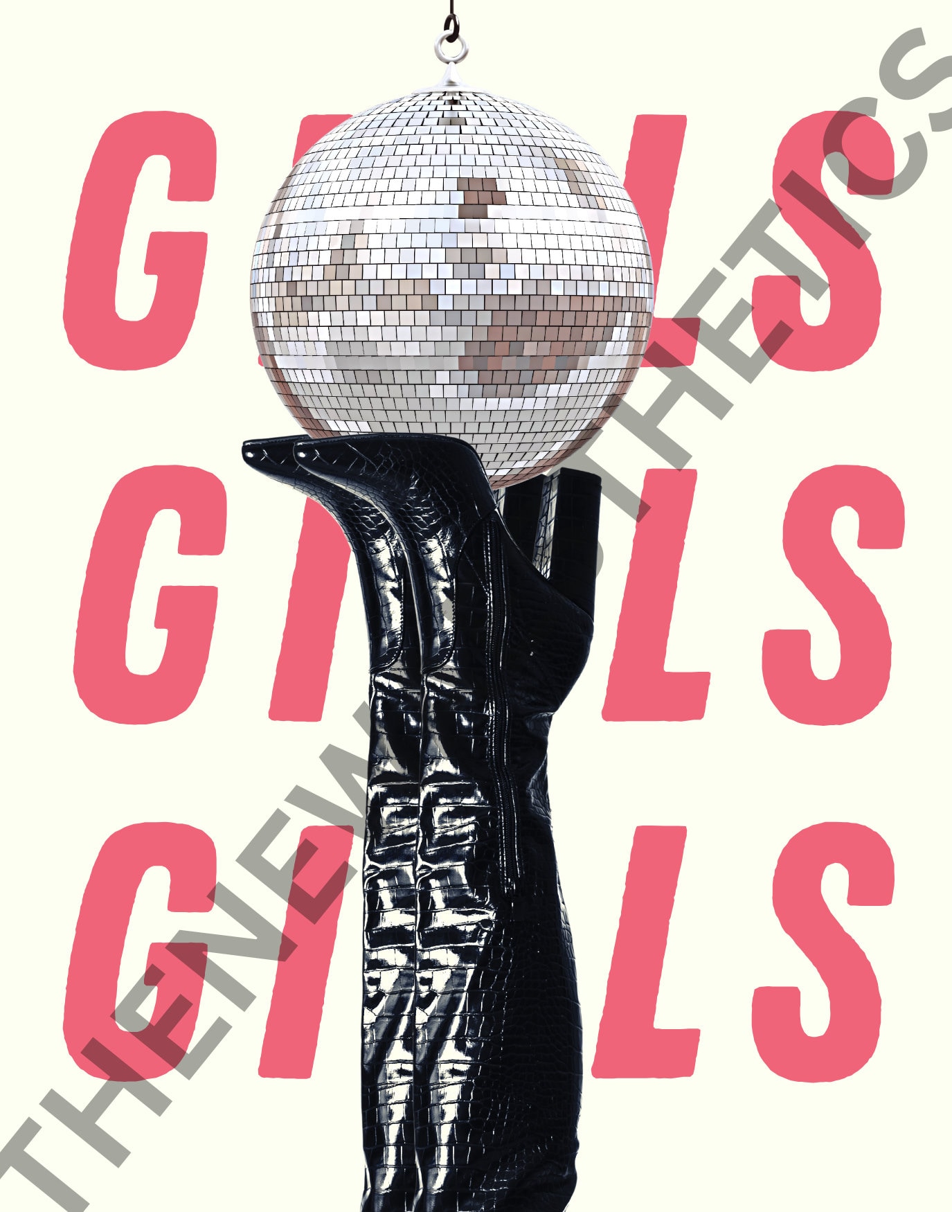 Girls Disco Ball Poster, Pink Preppy Wall Art, Retro Funky Trendy ...