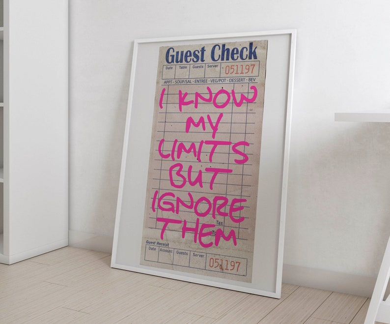 Printable Guest Check Poster Preppy Girly Wall Art Funny - Etsy