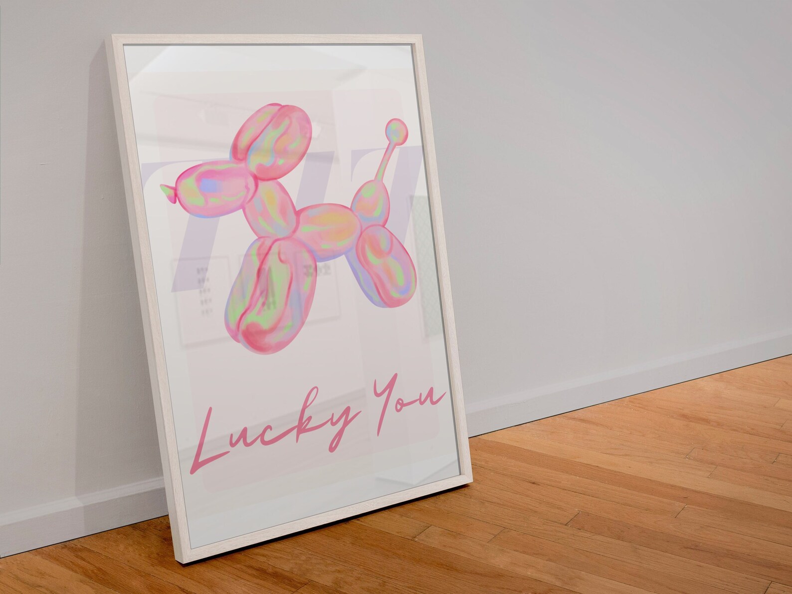 Lucky You Printable Poster, Dog Balloon Wall Art, Feminine Trendy ...