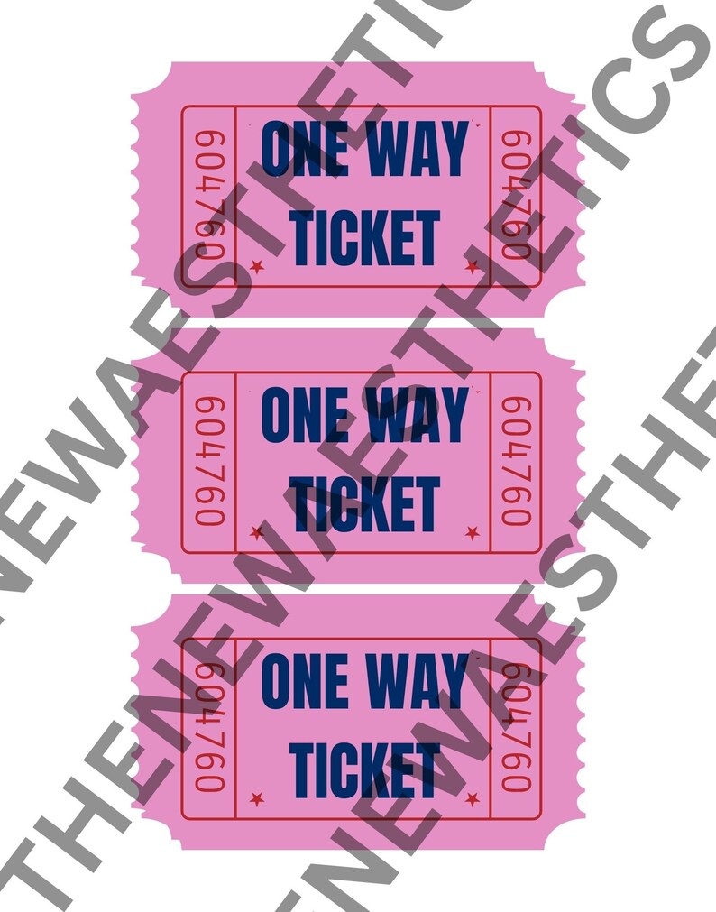 One Way Ticket Poster, Dorm Room Decoration, Pink Retro Poster Print ...