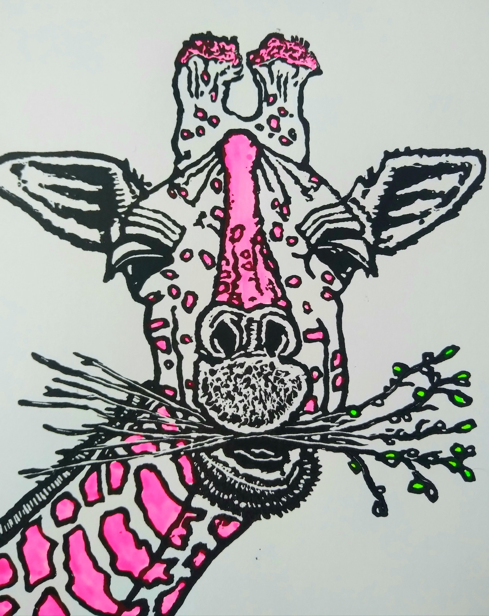 Linoprint, Animal, Giraffe, Wall Art, Original Art Piece, Linocut ...
