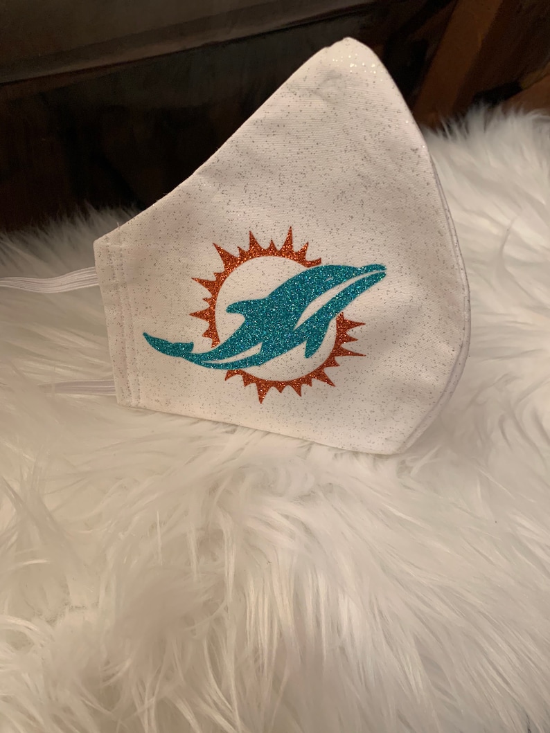 Glitter Miami Dolphins Face Mask - Etsy