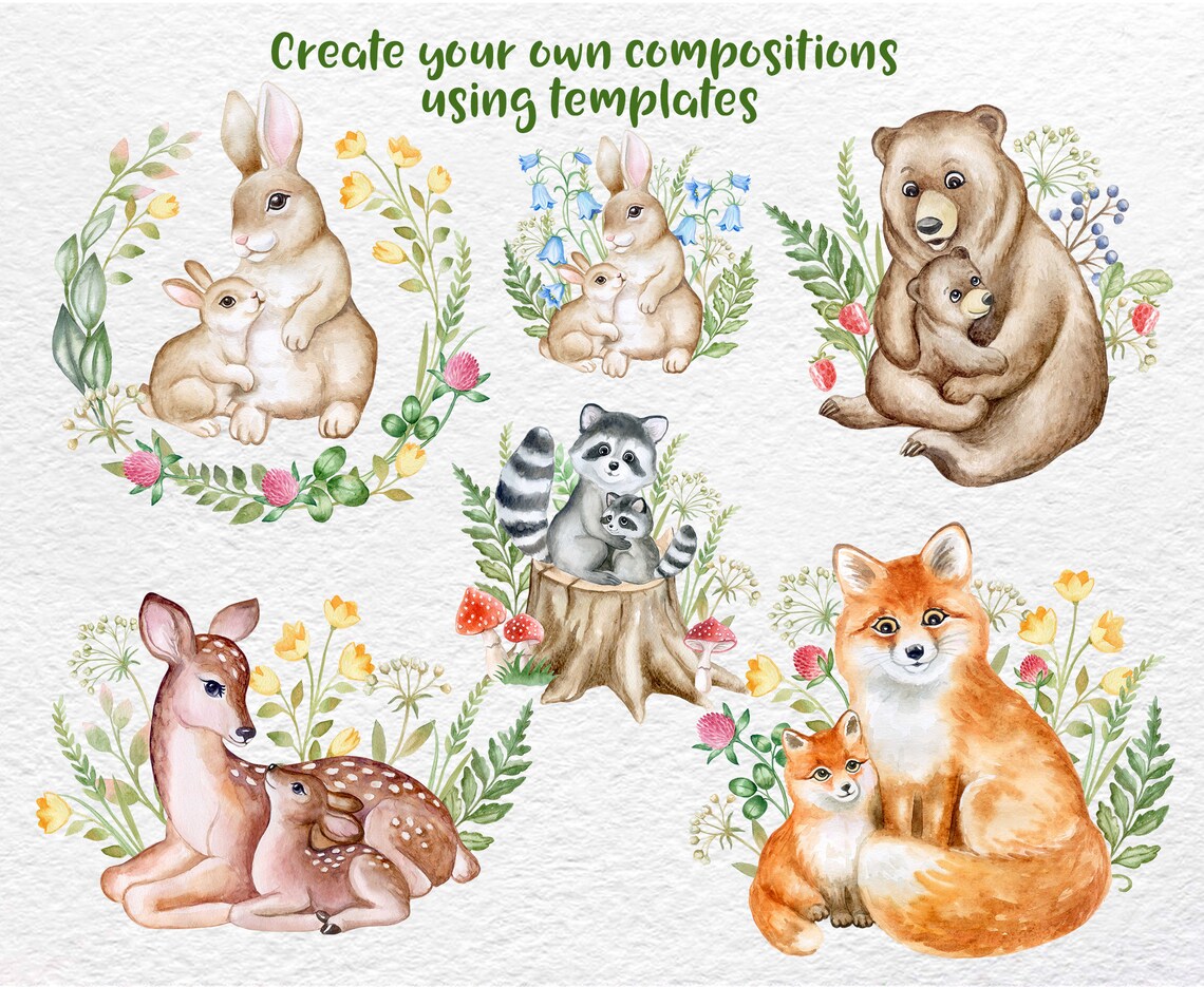 Woodland Forest Animals Clipart Watercolor Woodlands Clipart | Etsy