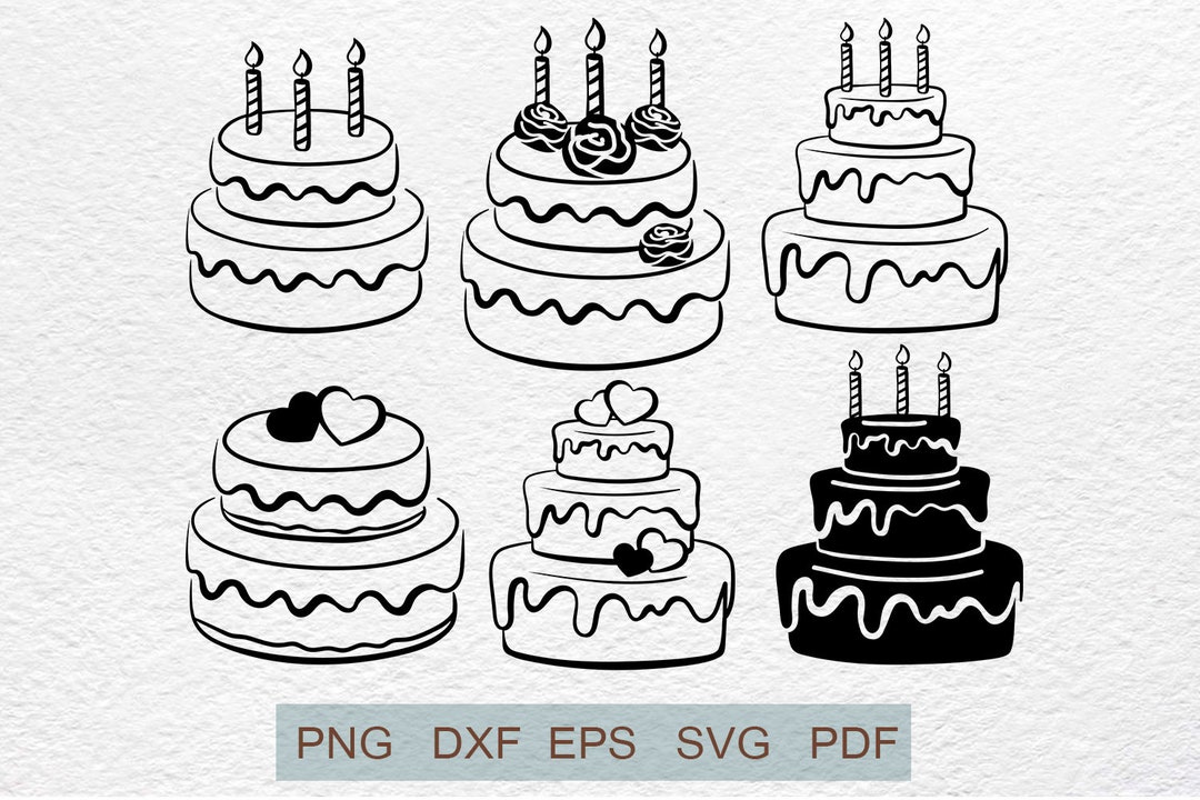 Birthday Cake Set SVG PNG • Clip Art Cut File Silhouette • Instant ...