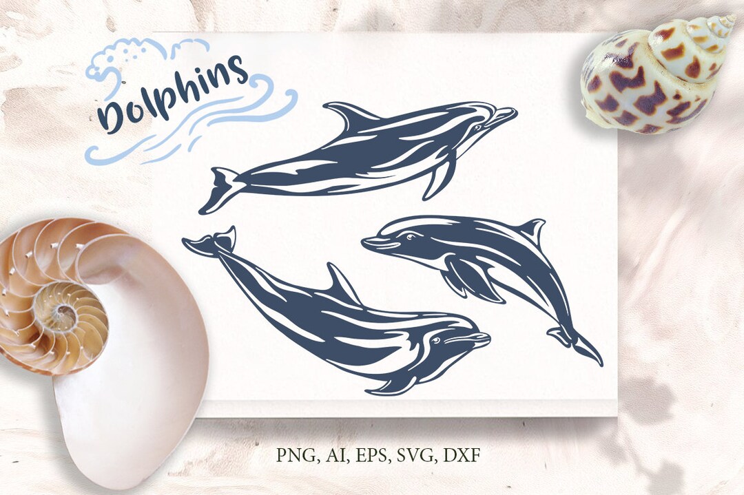 Dolphin SVG DXF, Dolphin Cut File for Laser, Silhouette Decal, Dolphins ...