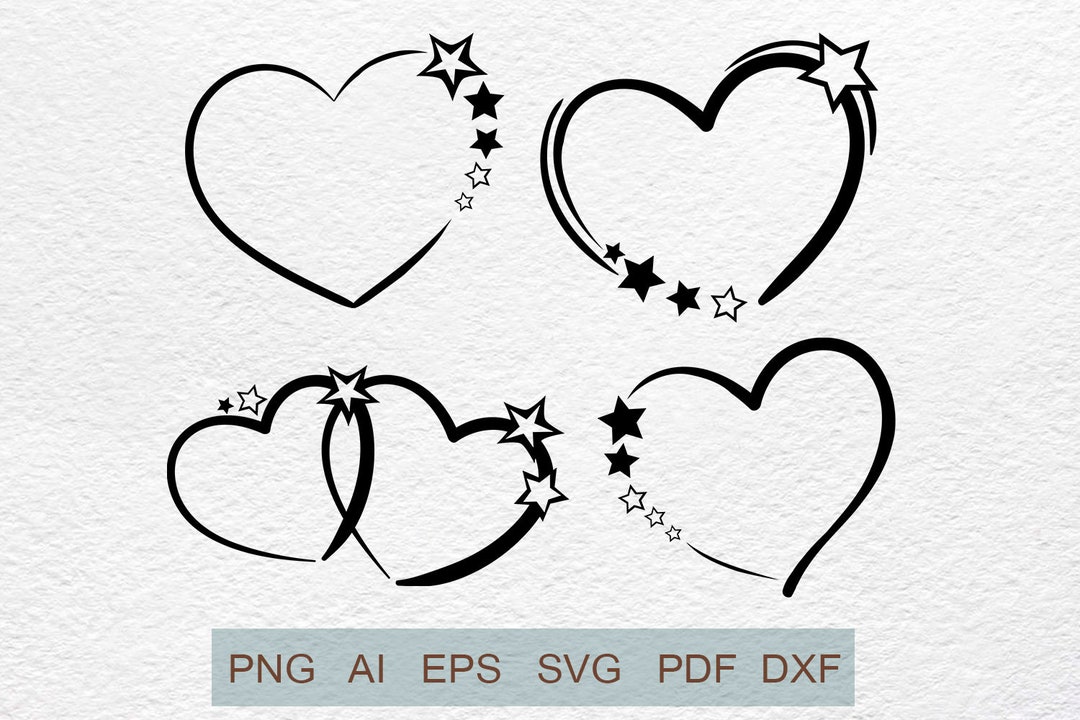Heart With Stars SVG / PNG / Dxf Files Instant Digital Download Cut File, Stars Love Heart Cut ...