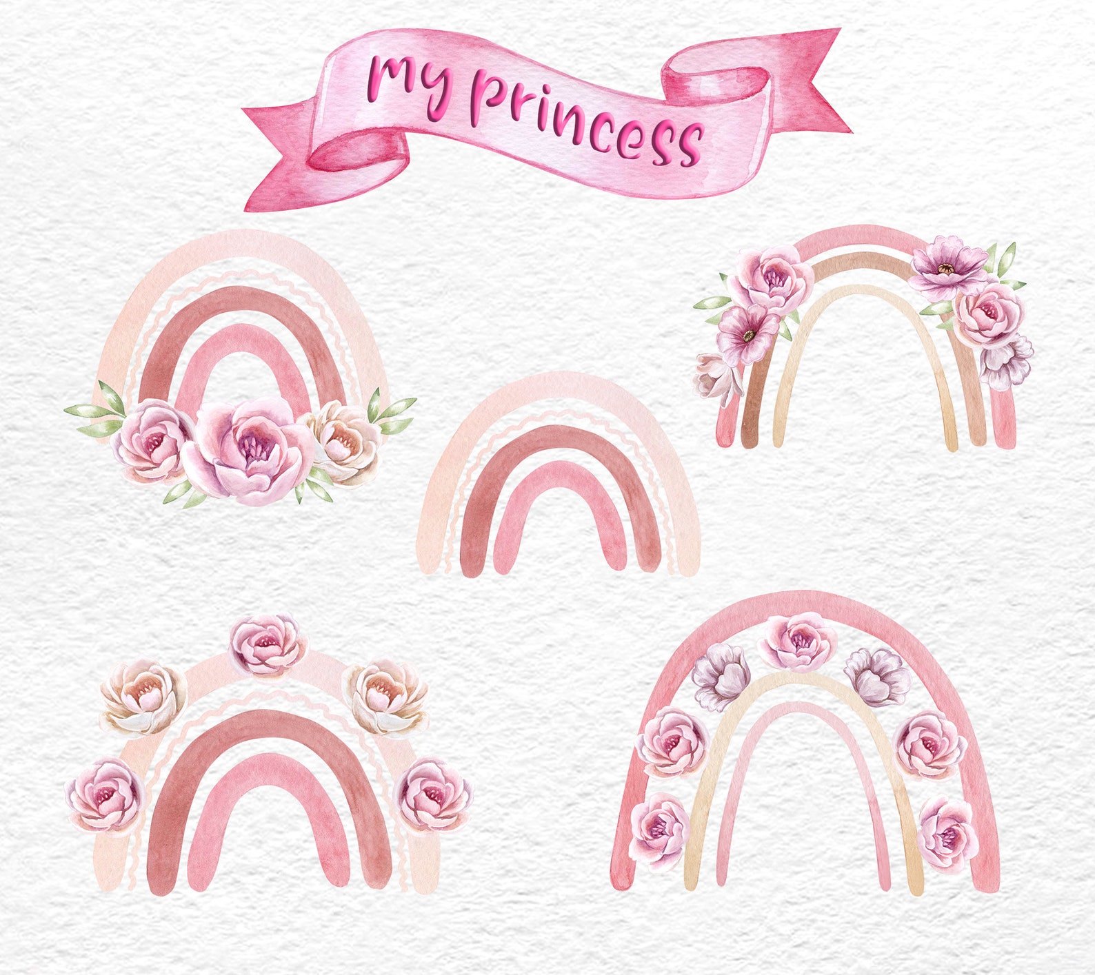 Sweet Princess Watercolor Clip Arts Girl Clipart Castle - Etsy
