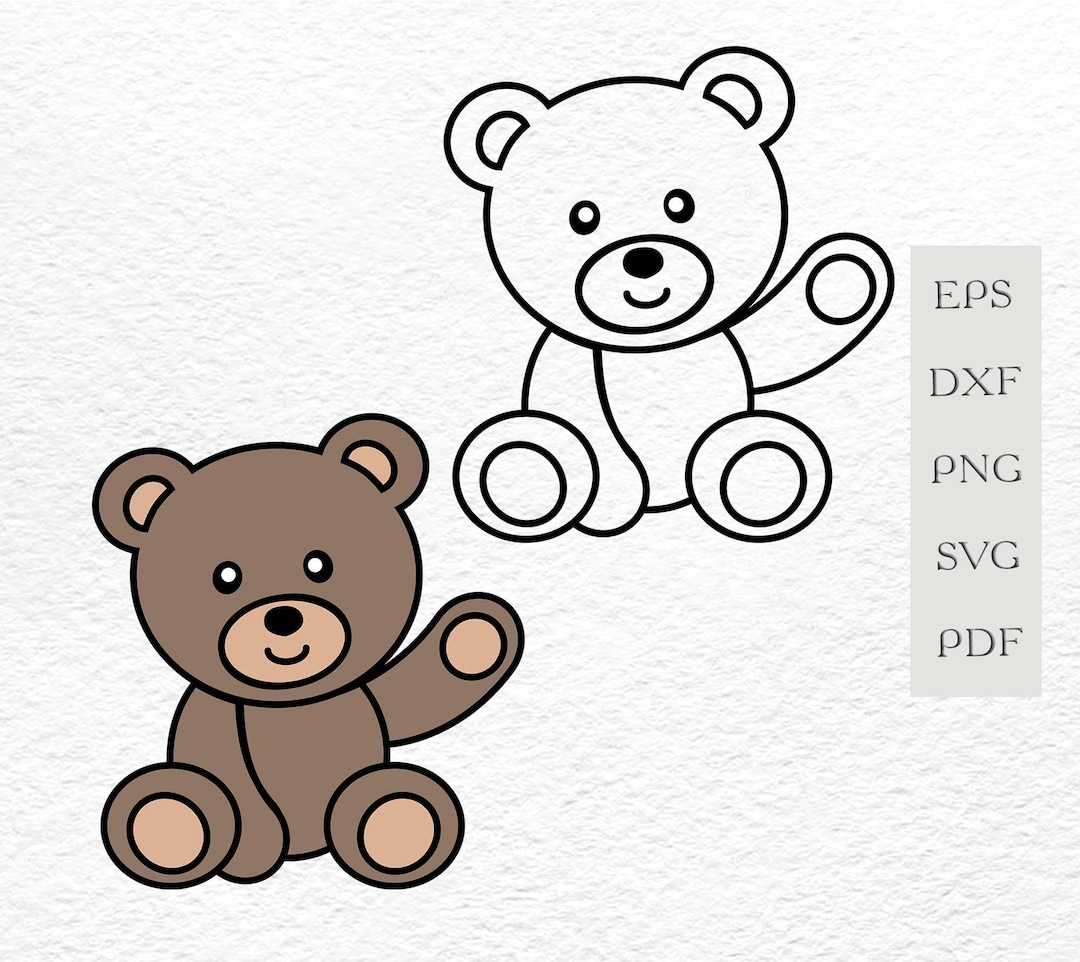 Teddy Bear Outline SVG PNG Cricut - Etsy UK