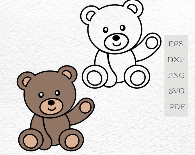 Teddy Bear Outline SVG PNG Cricut - Etsy UK