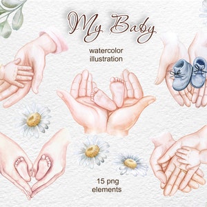 Baby Newborn Watercolor Clipart, Baby Shower, Nursery Kids Clipart ...