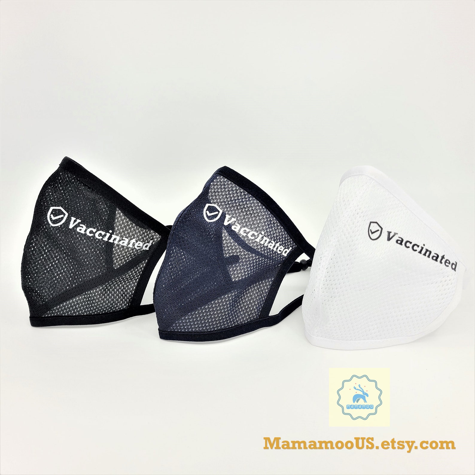 Single Layer Mesh Mask for Vaccinated People Black Navy - Etsy