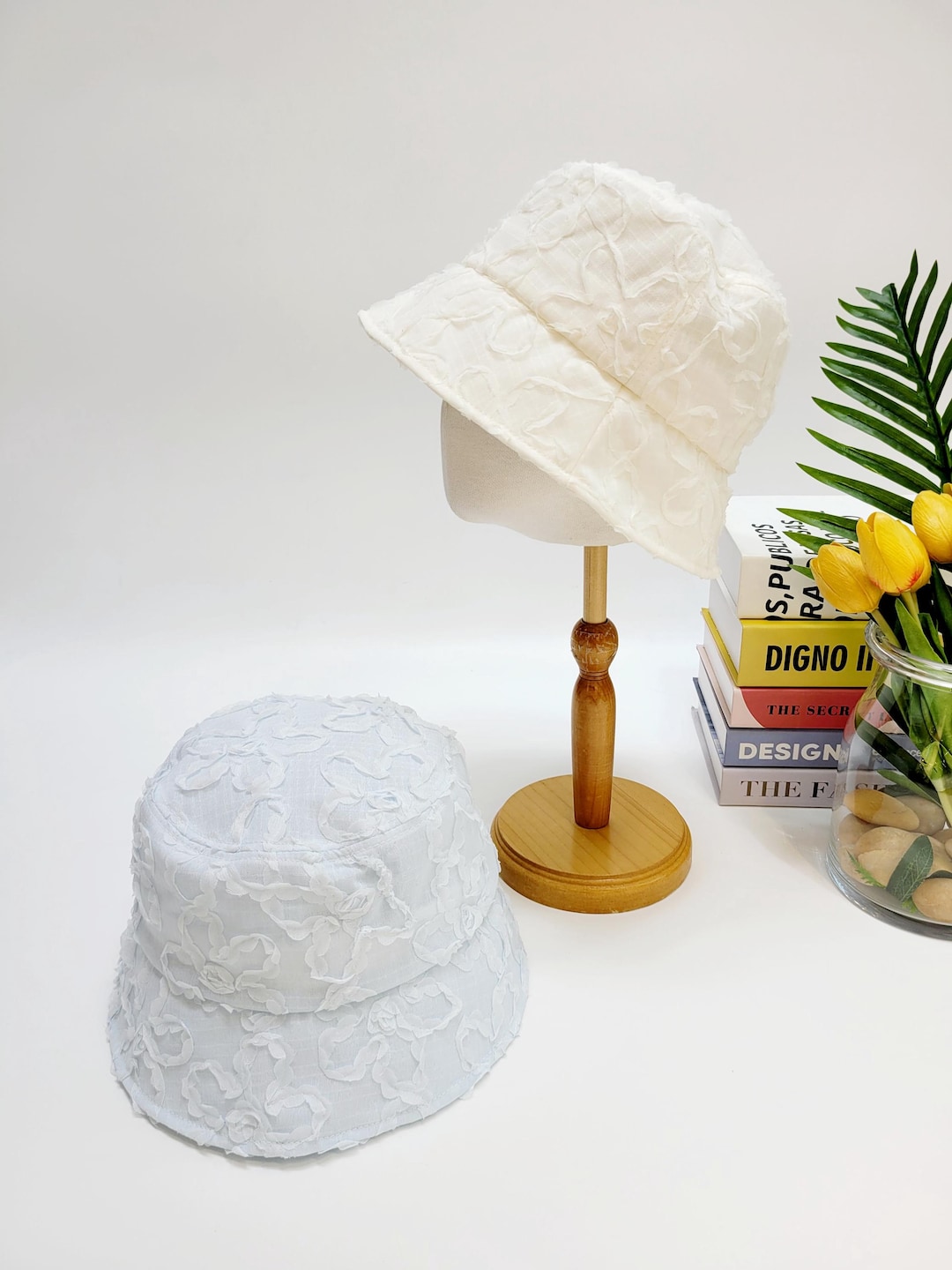 Linen Blend Floral Lace Bucket Hat: Lightweight Summer Sun Hat - Etsy