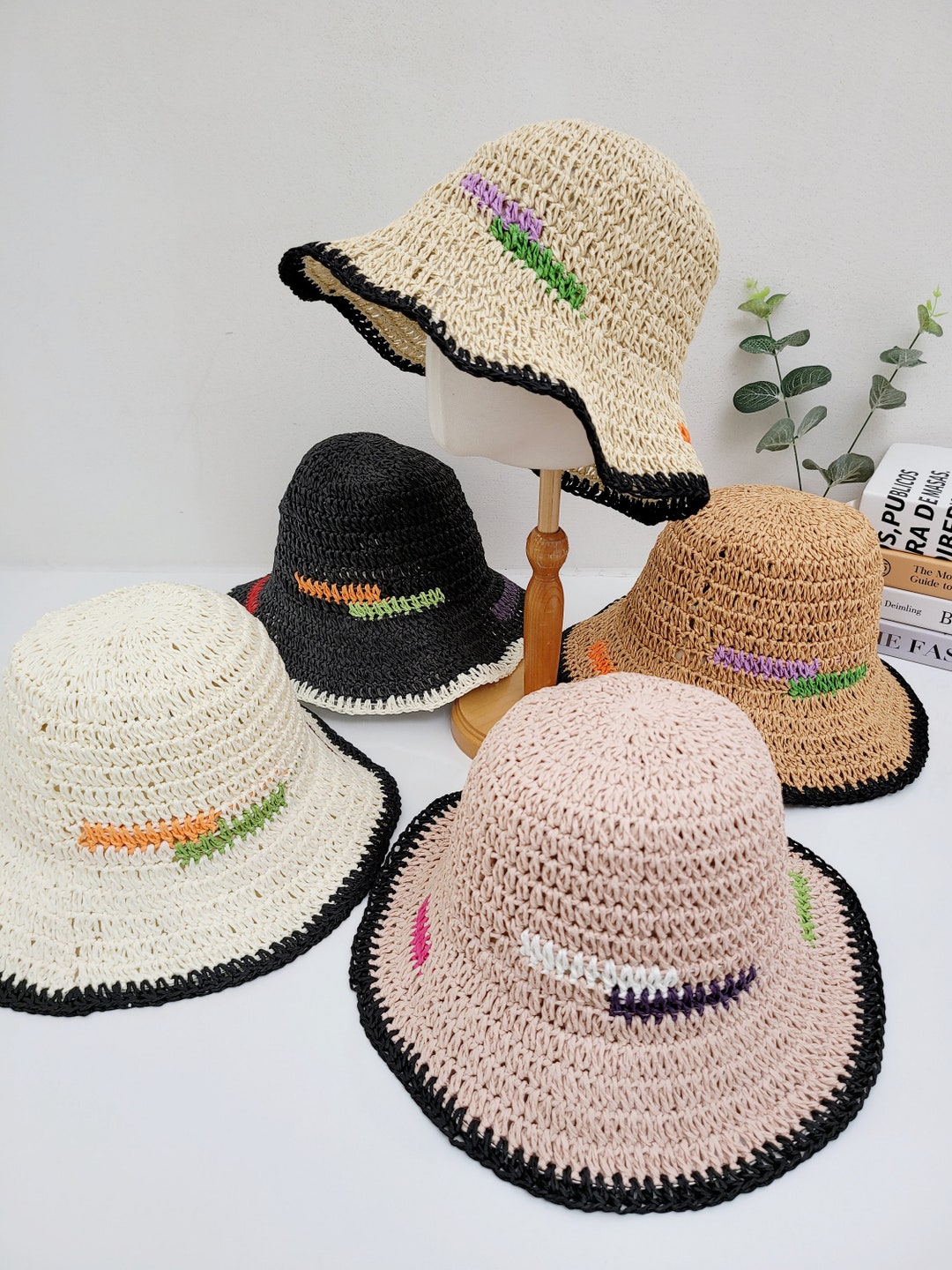 100% Natural Color Pointed Wide Brim Summer Hat, Summer Beach Hat ...