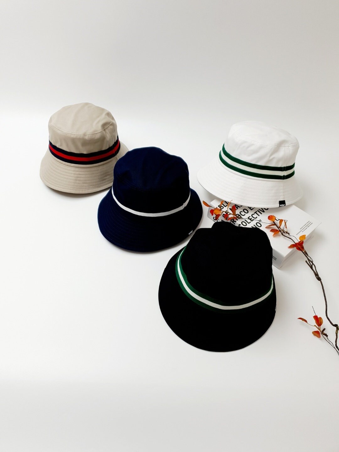 Summer Bucket Hat With Stripe, Women's Spring Bucket Hat, Basic Color ...