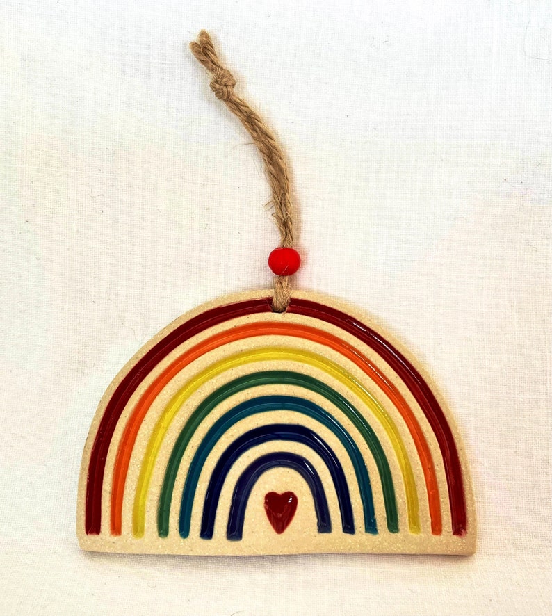 Handmade Stoneware Ceramic Rainbow Hanging - Etsy
