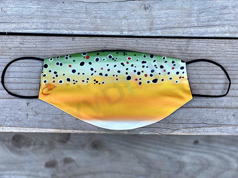 Trout Fish Skin Face Masks, With Filter Pocket, 5 Choices, Brown Trout ...