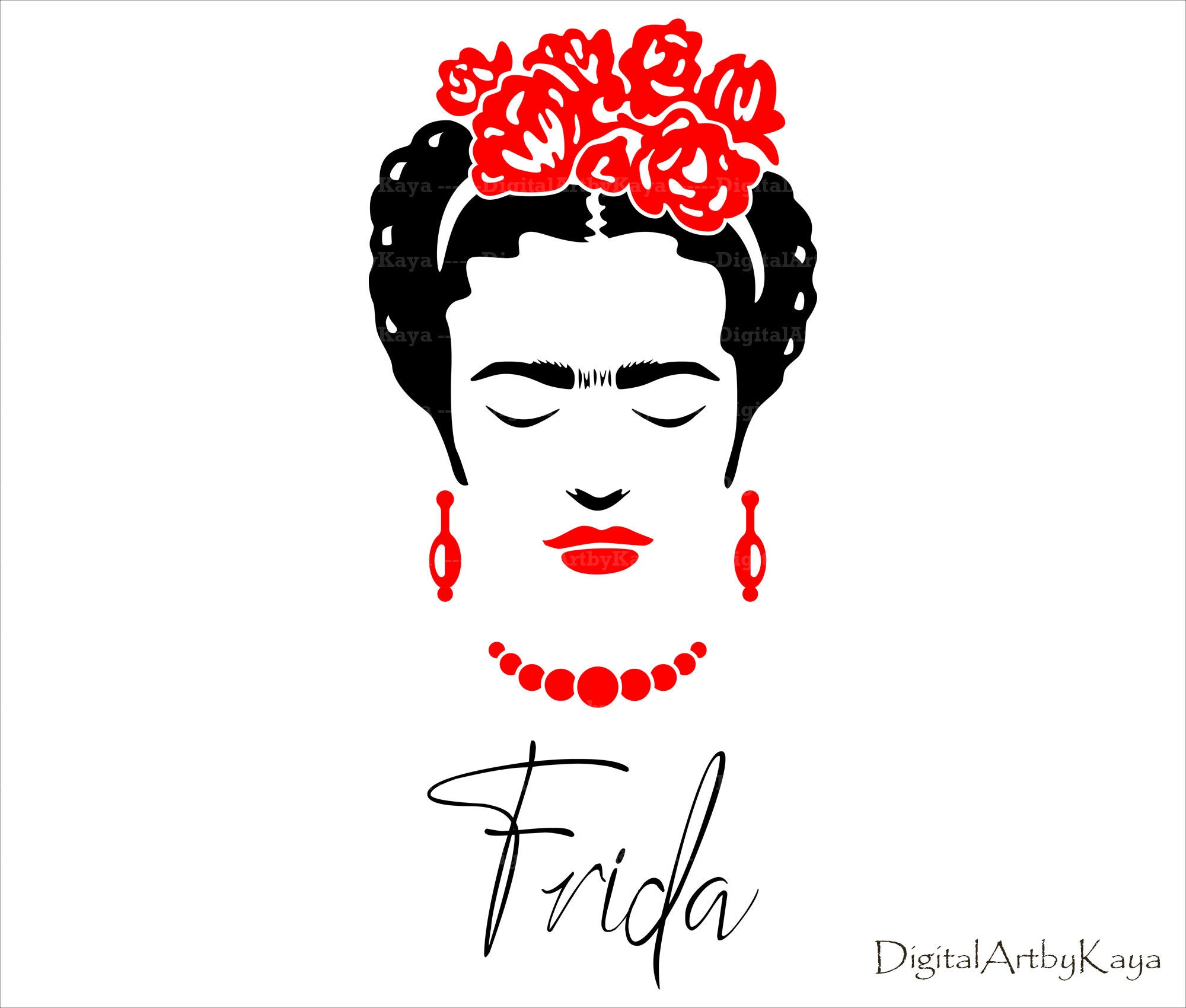 Frida Kahlo Svg Mexican Art Self Portrait Feminist Icon | Etsy