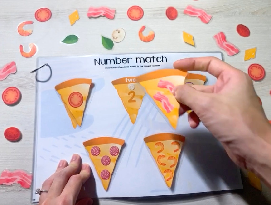 Pizza Count and Match A4 Printable Busy Booklet Number Matching 1-10 ...