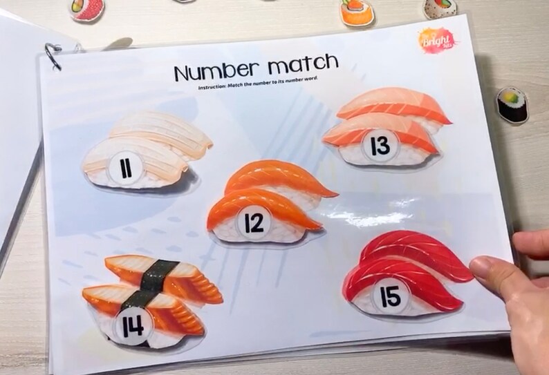 Sushi Number Match A4 Printable Busy Booklet | Number Matching 1-20 ...