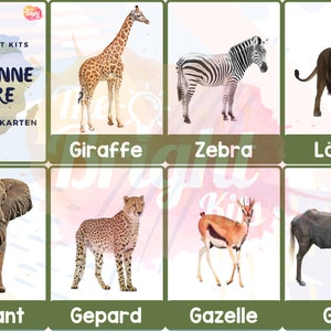 Animal Printable Picture-word Cards Set in German (48 Cards) | Animal ...
