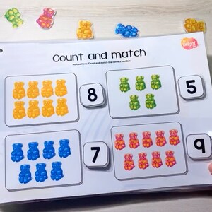 Gummy Count and Match A4 Printable Busy Booklet | Number Matching 1-20 ...