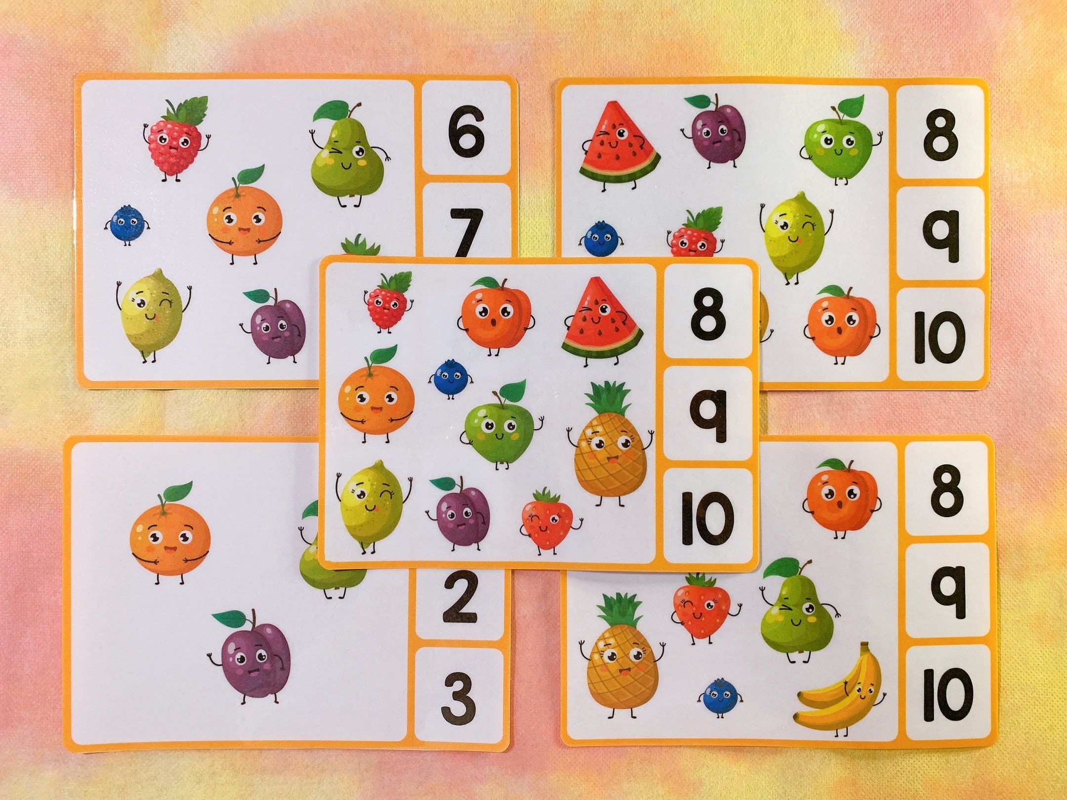 Fruits Printable Counting Cards Set (1-10) | Peg-it Cards | Early ...