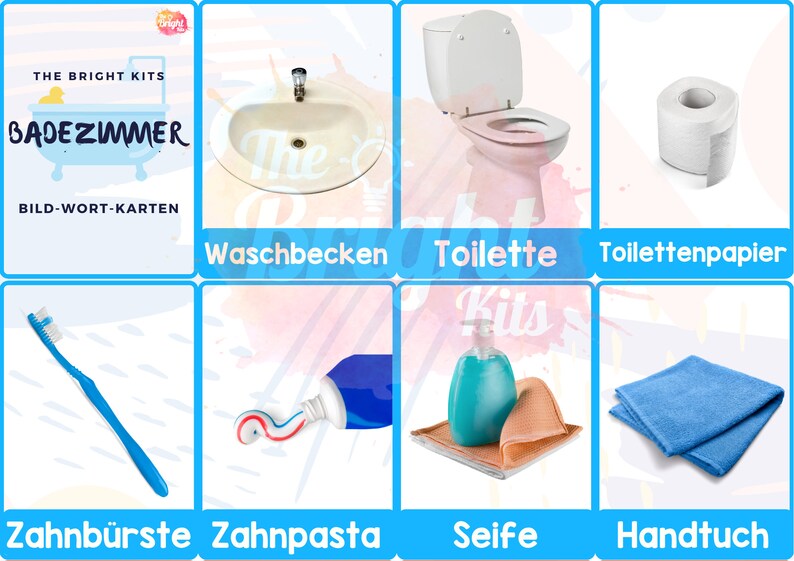 Household Items Printable Picture-word Cards in German(48 Cards ...