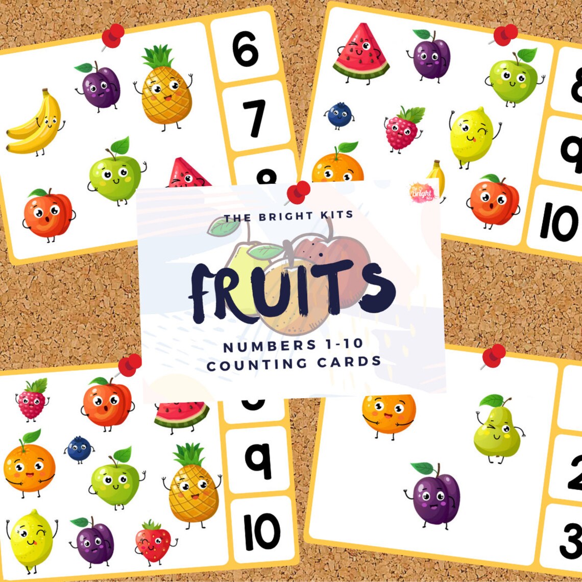 Fruits Printable Counting Cards Set (1-10) | Peg-it Cards | Early ...