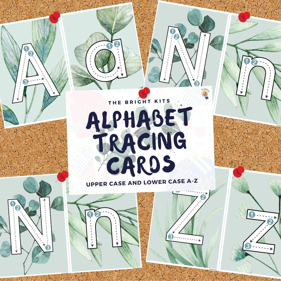 Leaves Theme Alphabet Tracing Cards (upper & Lower Case A-Z) | Trace ...