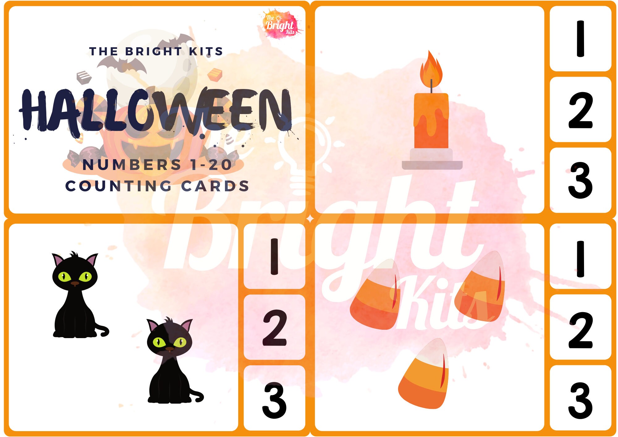 Juego de tarjetas de conteo imprimibles de Halloween (1-20) / Tarjetas ...